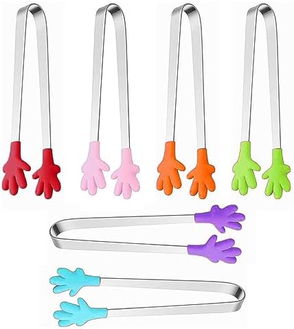 6pcs Sugar Ice Tongs,6 Colors Multifunctional Mini Food Clip with Skid ...