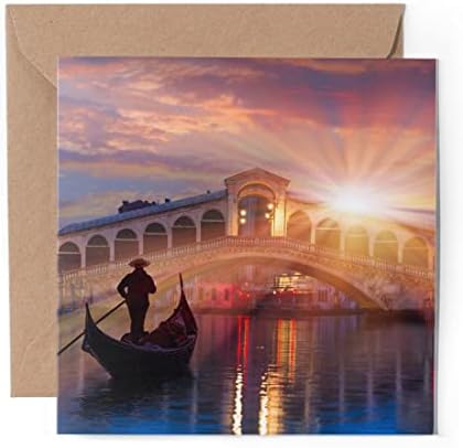 1 x Greeting Card Gondola Rialto Bridge Venice Italy - Blank Birthday ...