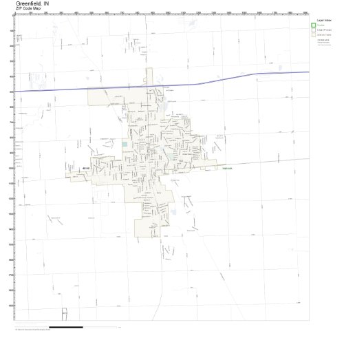 Amazon.com : ZIP Code Wall Map of Greenfield, IN ZIP Code Map Not ...