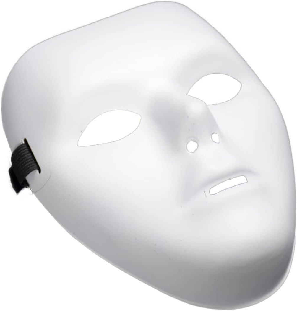 White Mask Full Face Masquerade Masks Party DIY Cosplay Blank Paintable ...