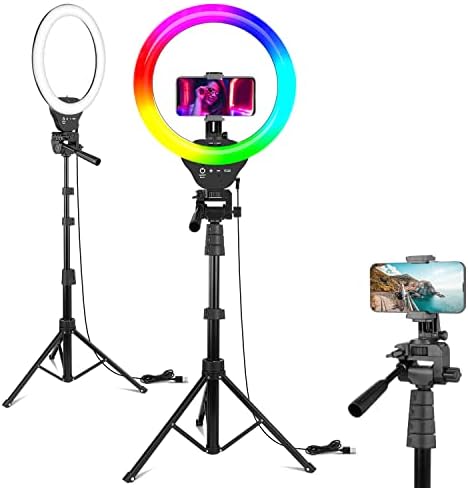 Amazon.com: 13" Selfie Ring Light with 76" Tripod Stand & 3 Phone ...
