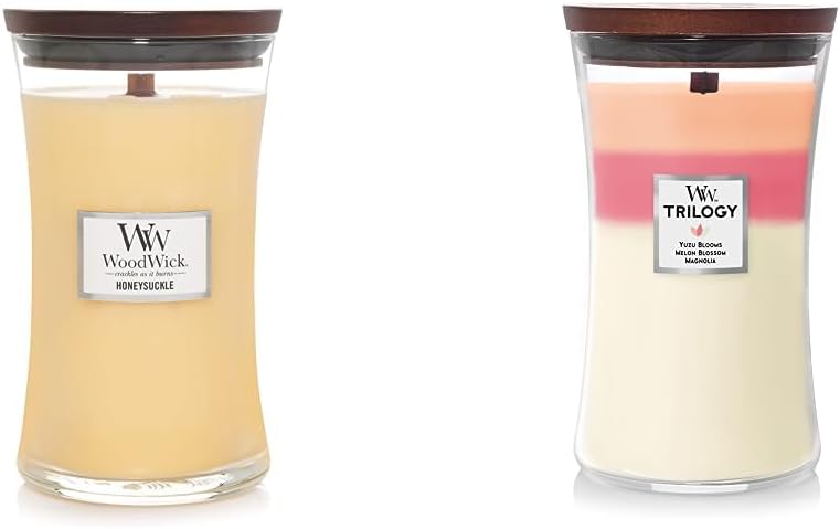 Amazon.com: WoodWick Large Hourglass Candle, Honeysuckle, 21.5 oz & Large Hourglass Candle ...