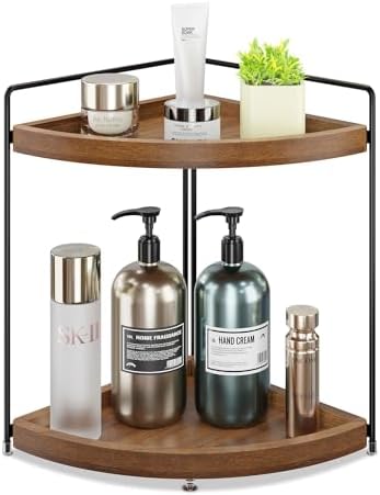Amazon.com: WOYAOHJK 2 Tier Bathroom Counter Organizer, Wood and ...