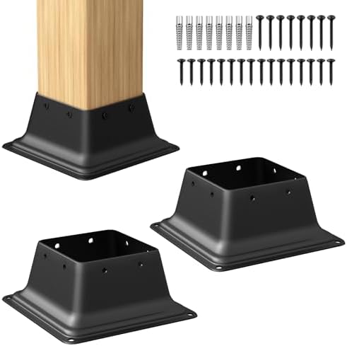 VEVOR 4x4 Post Base 4Pcs, Internal 3.6"x3.6" Heavy Duty Powder-Coated ...