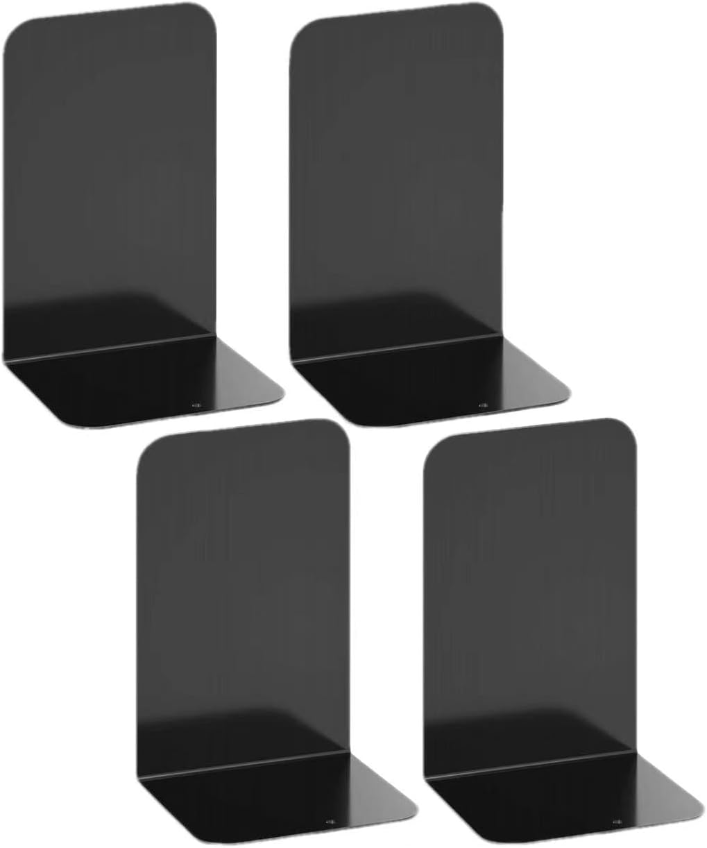 Deefongo 4 Pieces Heavy Duty Black Decorative Metal Bookends，Metal Book ...