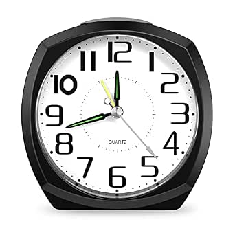 Amazon.com: Analog Alarm Clock, Silent Non Ticking Small Clocks Battery ...