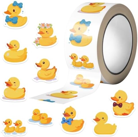Amazon.com: 500 Rubber Duck Sticker Rolls, 10 Unique Designs ...