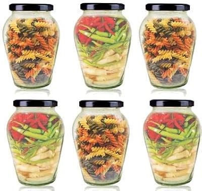 Buy Ventuos-1000ml Big Pot Shaped Glass Barni with air tight black lid ...