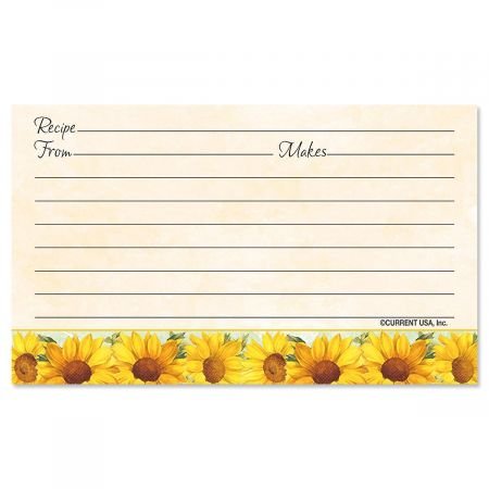 Snapklik.com : Sunflowers Kitchen Recipe Cards, 3x5 Inch, Set Of 50 ...