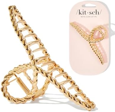Amazon.com: Kitsch Gold Metal Claw Clips, Large Hair Clips for All Hair ...