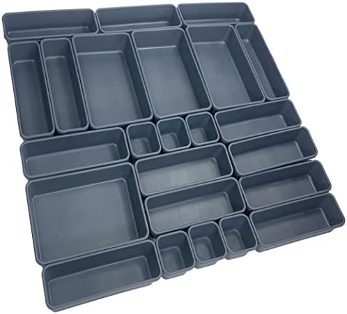 24 Pcs Interlocking Desk Drawer Organizer Tray Dividers Plastic Shallow ...