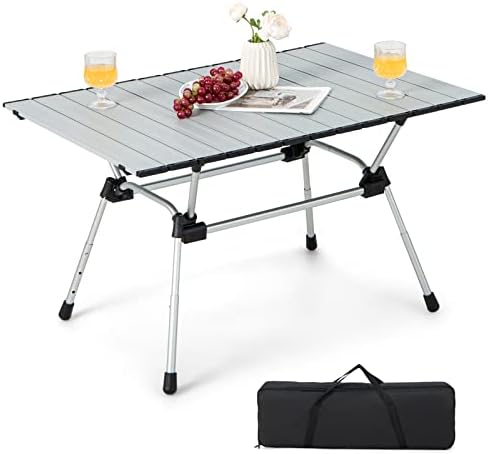 COSTWAY Campingtisch faltbar, höhenverstellbarer Falttisch mit ...