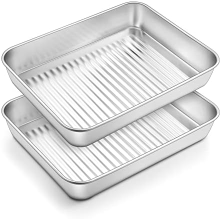 Amazon.com: TeamFar Rectangular Cake Pan Set of 2, Stainless Steel 10.5 ...