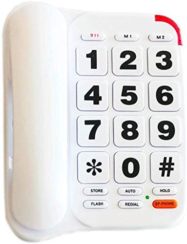 Elikliv Big Button Corded Telephone White Loud Big Tel Button ...