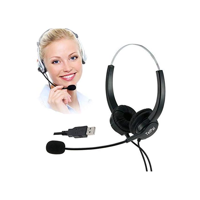 Buy TelPal Corded Hands-Free Call Center Noise Cancelling Binaural USB ...