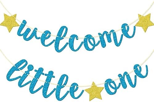 Amazon.com: Welcome Little One Glitter Banner, Pre-strung Baby Shower ...