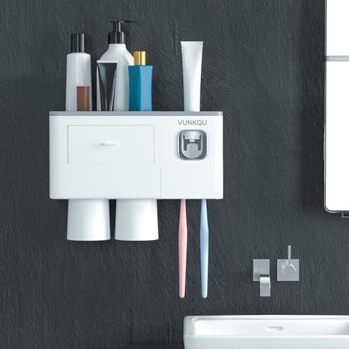 BHeadCat Toothbrush Holders Wall Mounted, Toothbrush Holder with Double ...