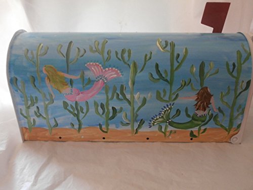 Amazon.com: Hand painted standard metal mailbox in mermaids. : Handmade ...