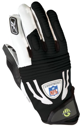 Reebok NFL Velocity Grip Padded Football Gloves (Black/White, Medium ...