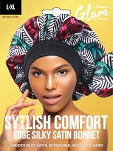 Amazon.com : DONNA Stylish Edge Silky Satin Bonnet for Sleeping, Shower ...