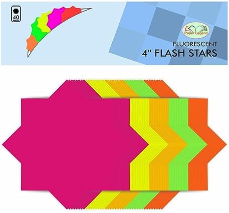 Bright Ideas Fluorescent Stars. Flash Stars Size 3” Inch, Approx 7.6cm ...