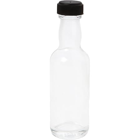 Nutley's 50 Miniature 50ml Glass Spirit Bottles with Black Screw Top ...