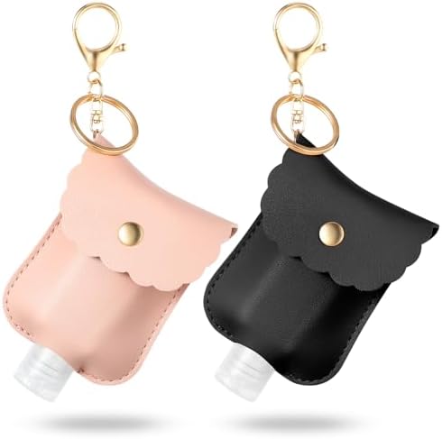 PEOVLVN 2Pcs Hand Sanitizer Keychain, 30ml Portable Leather Hand ...