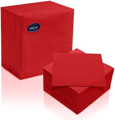 Amazon.com: Red Dinner Napkins, 3-Ply Disposable Paper Napkins-Bar ...
