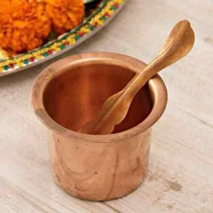 Buy Copper Panchpatra - Glass and Spoon, Round Shape, Copper Made, Size ...