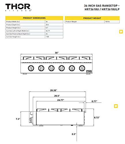 Thor Kitchen 36 Inch Professional Gas Rangetop in Stainless Steel ...
