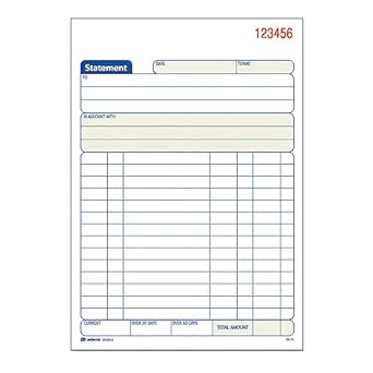 Adams Statement Book, 2-Part Carbonless, White/Canary, 5-9/16 x 8-7/16 ...