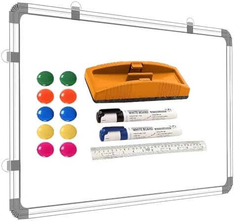 YAJNAS 3x4 Feet (89x122 CM) Magnetic Drywipe Whiteboard with 10 Magnets ...