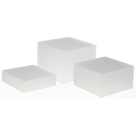 Amazon.com: 2 Sets of 3 Glossy White Acrylic Cube Display Nesting ...