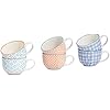 Nicola Spring Cappuccino Cups Set - 250ml - Pack of 6-3 Coloured Hand ...