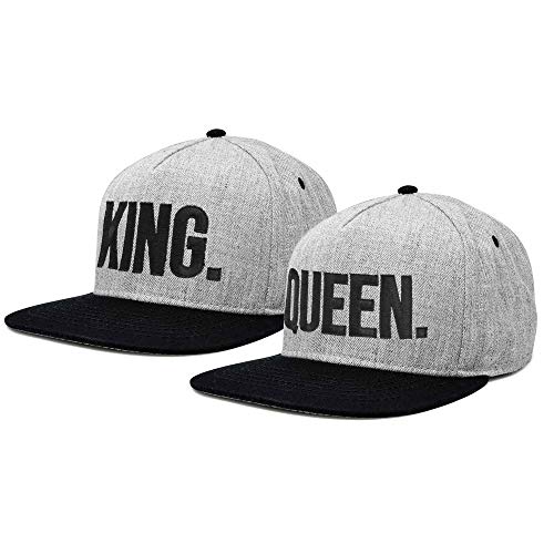 Buy DALIX King Queen Hat Set Mens Womens Flat Bill Couples Cap in Black ...