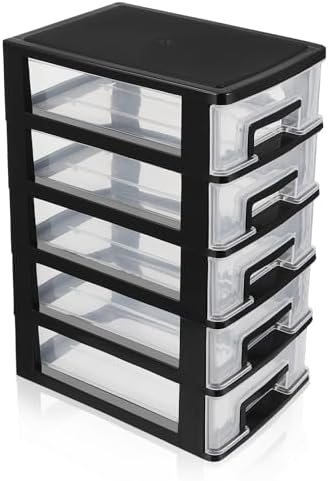 Amazon.com: Charmewooden Plastic Drawers 5 Layer Desktop Storage, Small ...