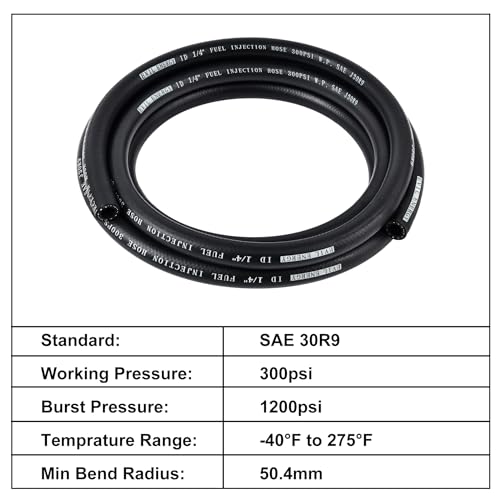 Snapklik.com : Fuel Hose Line 1/4 Fuel Injection Hose SAE 30R9 25FT 300PSI