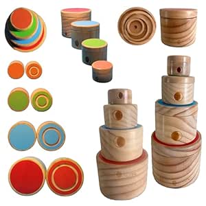 MOON SSORI Wooden Stacking Cylinder with LIDS : Amazon.in: Home & Kitchen
