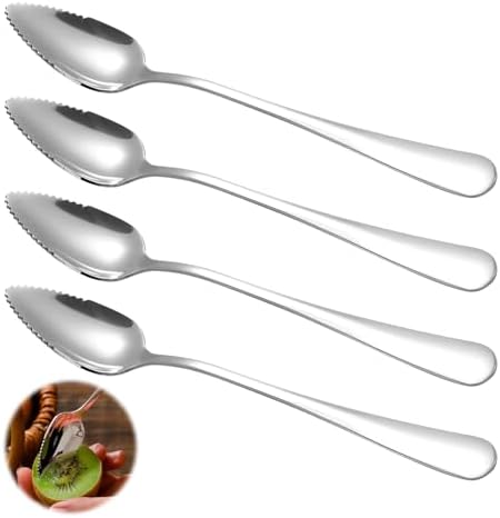 Stainless Steel Grapefruit Spoons,4 PCS Grapefruit Utensils,Silver ...