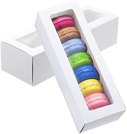 GUIFIER 30 PCS White Macaron Boxes with Window, Macaroons Boxes for ...