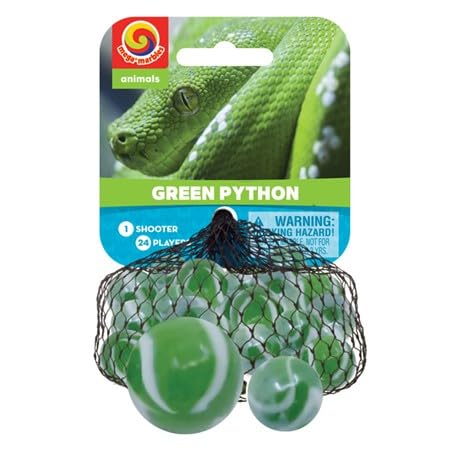 Amazon.com: Mega Marble Green Python Marble NET (24 Player Marbles & 1 ...