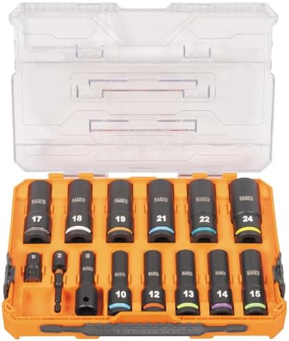 Klein Tools 65619 KNECT Flip-10 Metric Impact Socket Set, Deep Sockets ...
