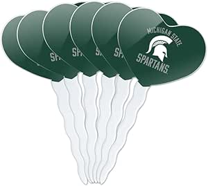 Amazon.com: Michigan State Spartans Heart Love Cupcake Picks Toppers ...