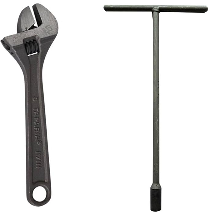 Taparia 8 inch adjustable screw spanner and 10 mm t spanner black heavy ...