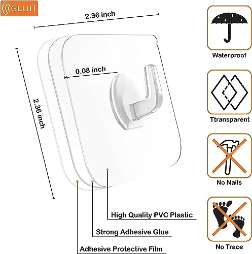 Snapklik.com : Adhesive Plastic Clear Hooks Transparent Hook For The ...