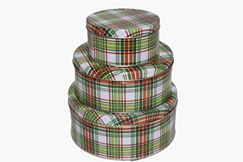 Glisten Tins® Metal Tin Storage Organiser Gifting Box, Pack of 3 (Check ...