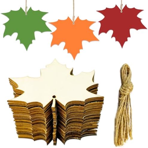 Amazon.com: 32 Pack Wood Maple Leaf Cutouts Unfinished Wooden Maple ...