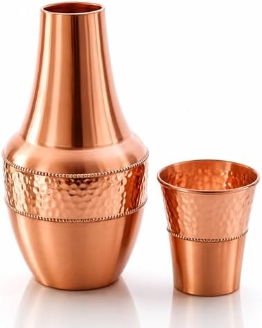 Amazon.com: Pure Copper Water Carafe with Tumbler – 1.4L (47.3 oz ...