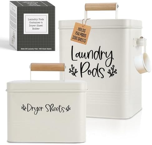 Amazon.com: 2-Set Laundry Pods Container With Dryer Sheet holder Matte ...