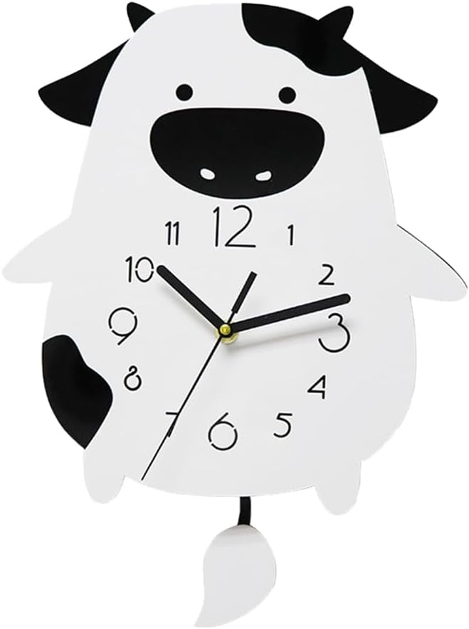 Amazon.com: NOLITOY Cartoon Cow Wall Clock,Cute Acrylic Decorative Wall ...